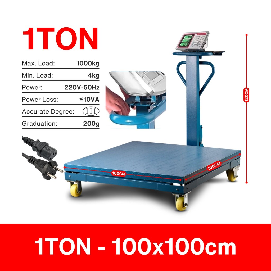 Digital Platform Scale 500KG / 600KG / 1 TON with Wheel Weighing Scale Extra Large Electronic ...