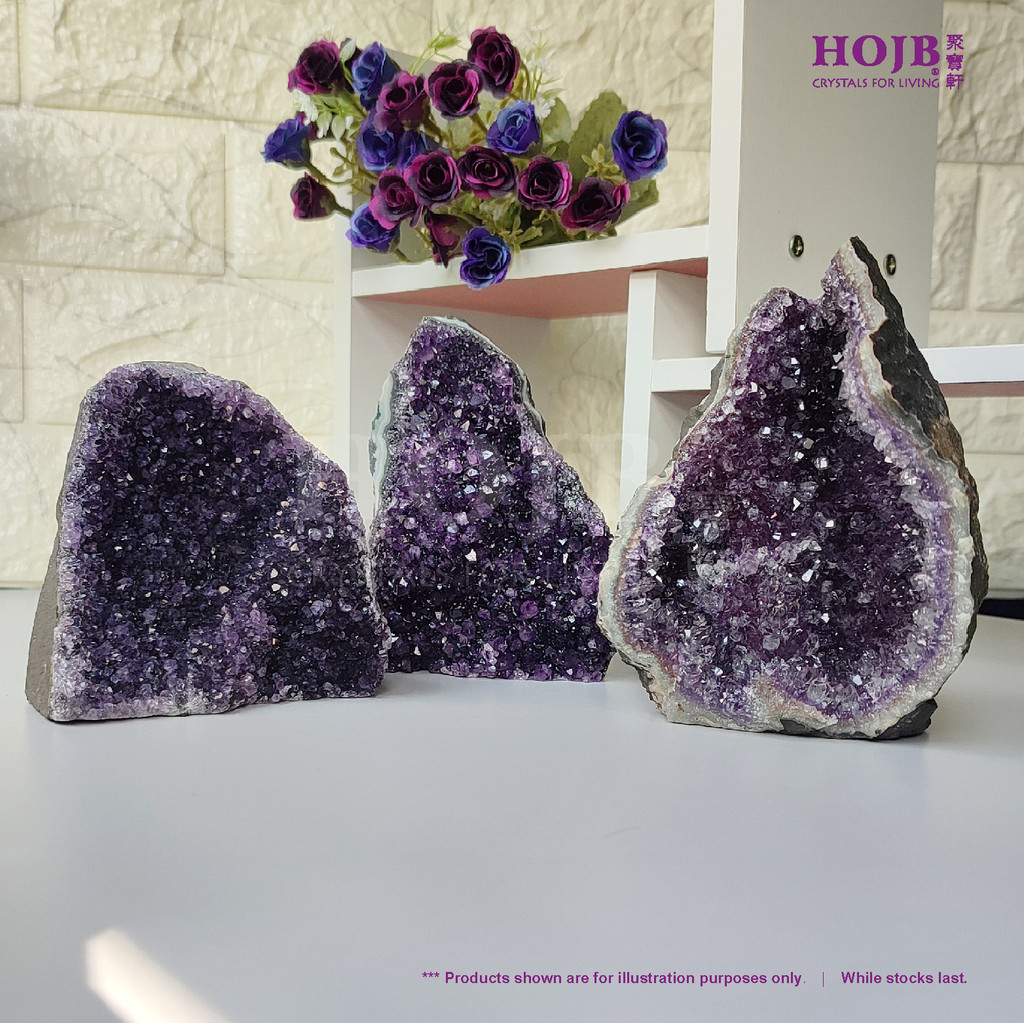 HOJB High Grade Uruguay Amethyst 5A Crystal Druze Stone 120-130mm 聚寶軒优质 ...