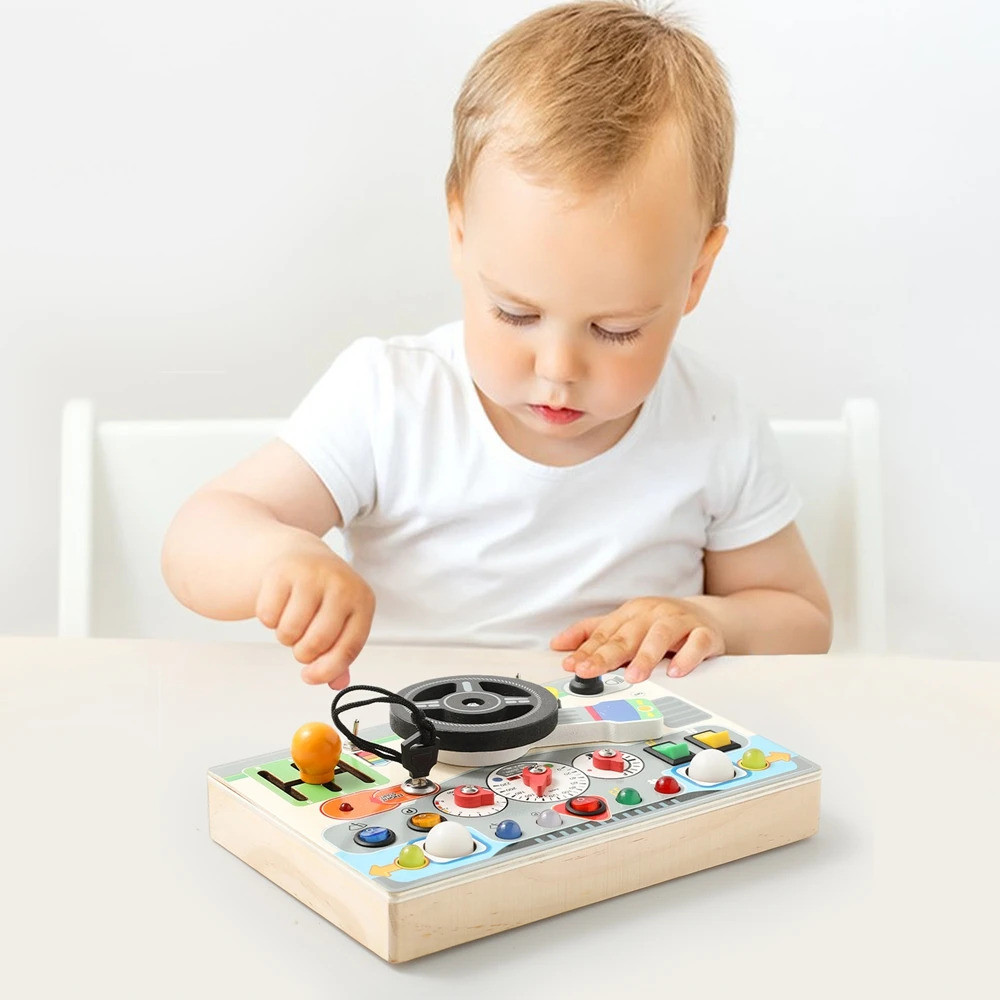 2025 Montessori Wooden Steering Wheel Toy - Analog Circuit Driving Game ...