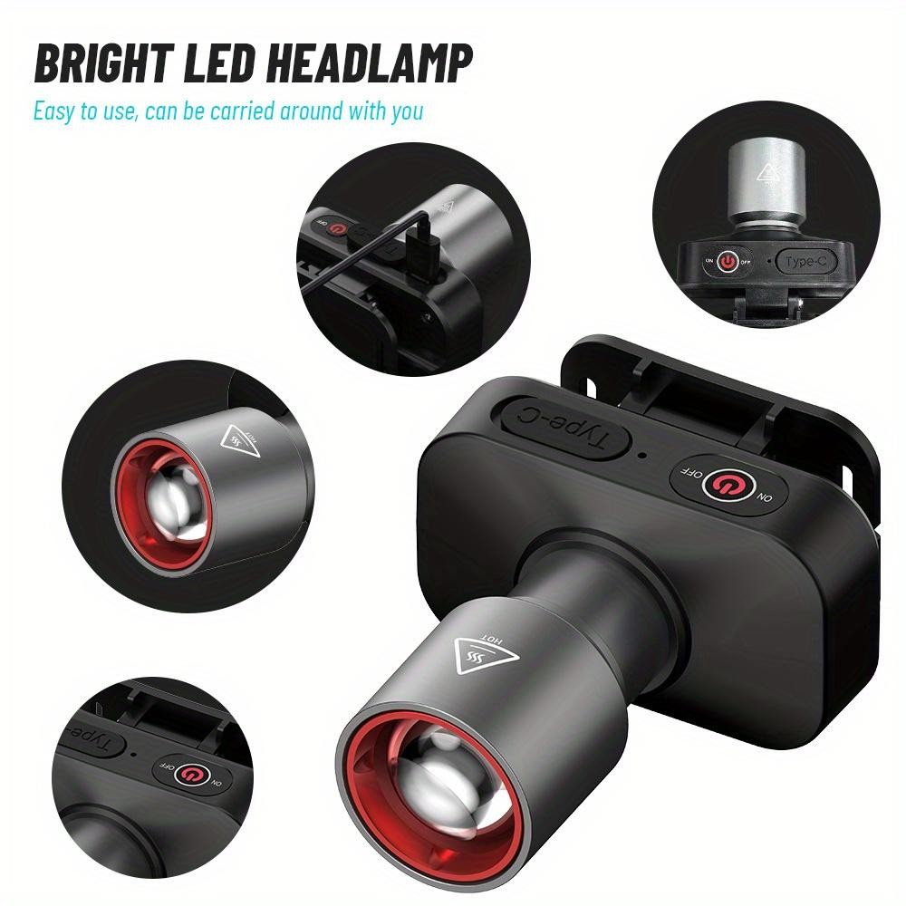 IPX4 Waterproof 3 Lighting Modes Zoomable Type-c Charging Headlight ...