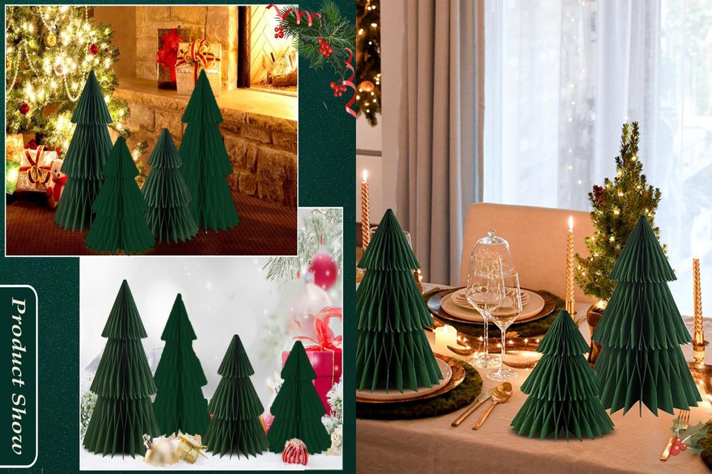 Festive Paper Tree Centerpiece Christmas Ornament Paper Tree Mini 3d ...