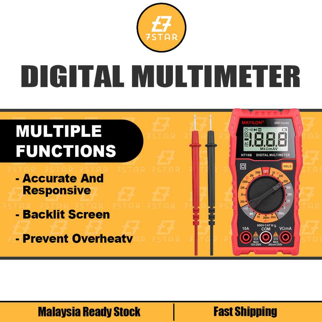 7star Digital Multimeter HT108L Manual Range Mini Voltage Meter 600V ...