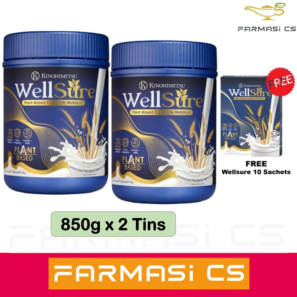 Kinohimitsu WellSure Plant Based Complete Nutrition 850g x 2 Tins FREE ...