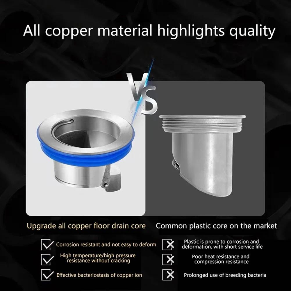 2PC All-copper Floor Drain Anti-smell Odor Sewer Strainer Insect ...