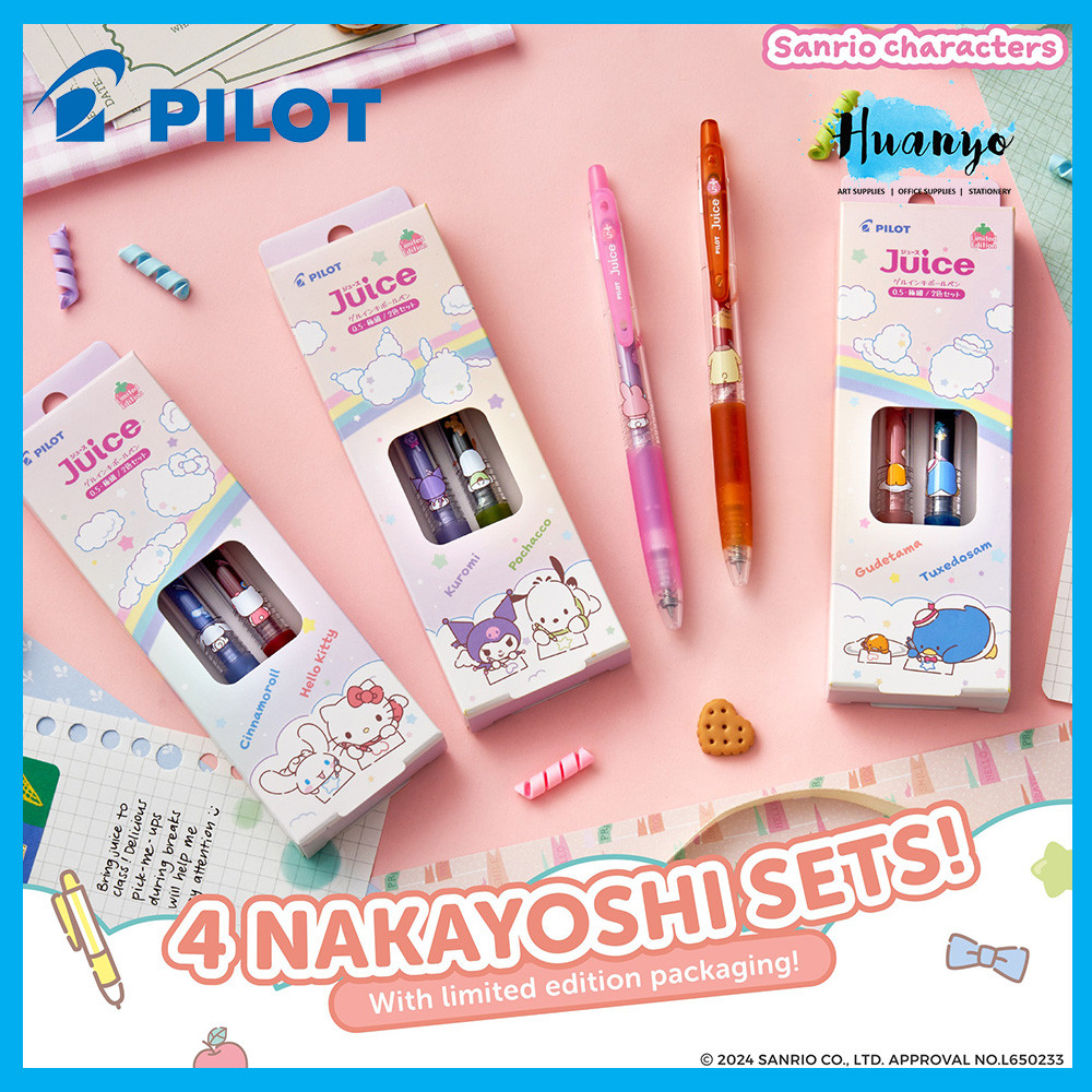 [HUANYO] [Limited Edition] Pilot Juice 5 Sanrio Characters Retractable ...