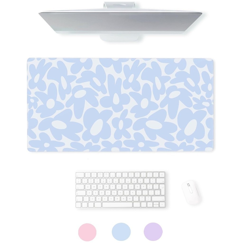 Pecfamly Cute Desk Mat - Desk Mat Cute - Kawaii Desk Mat - Blue Desk ...