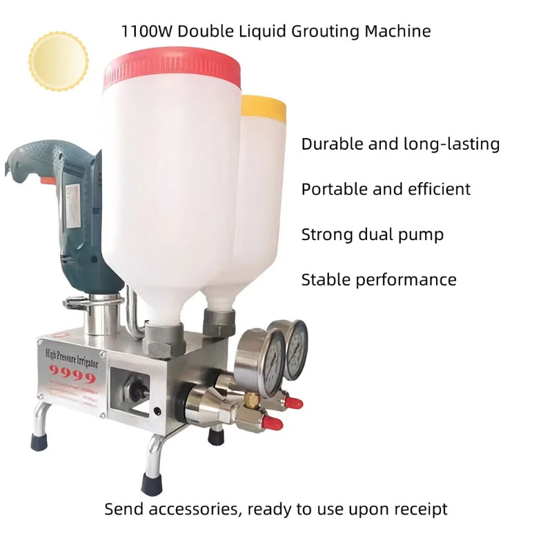 1100W highpower dual liquid grouting machine waterproof leak filling highpressure grouting ...