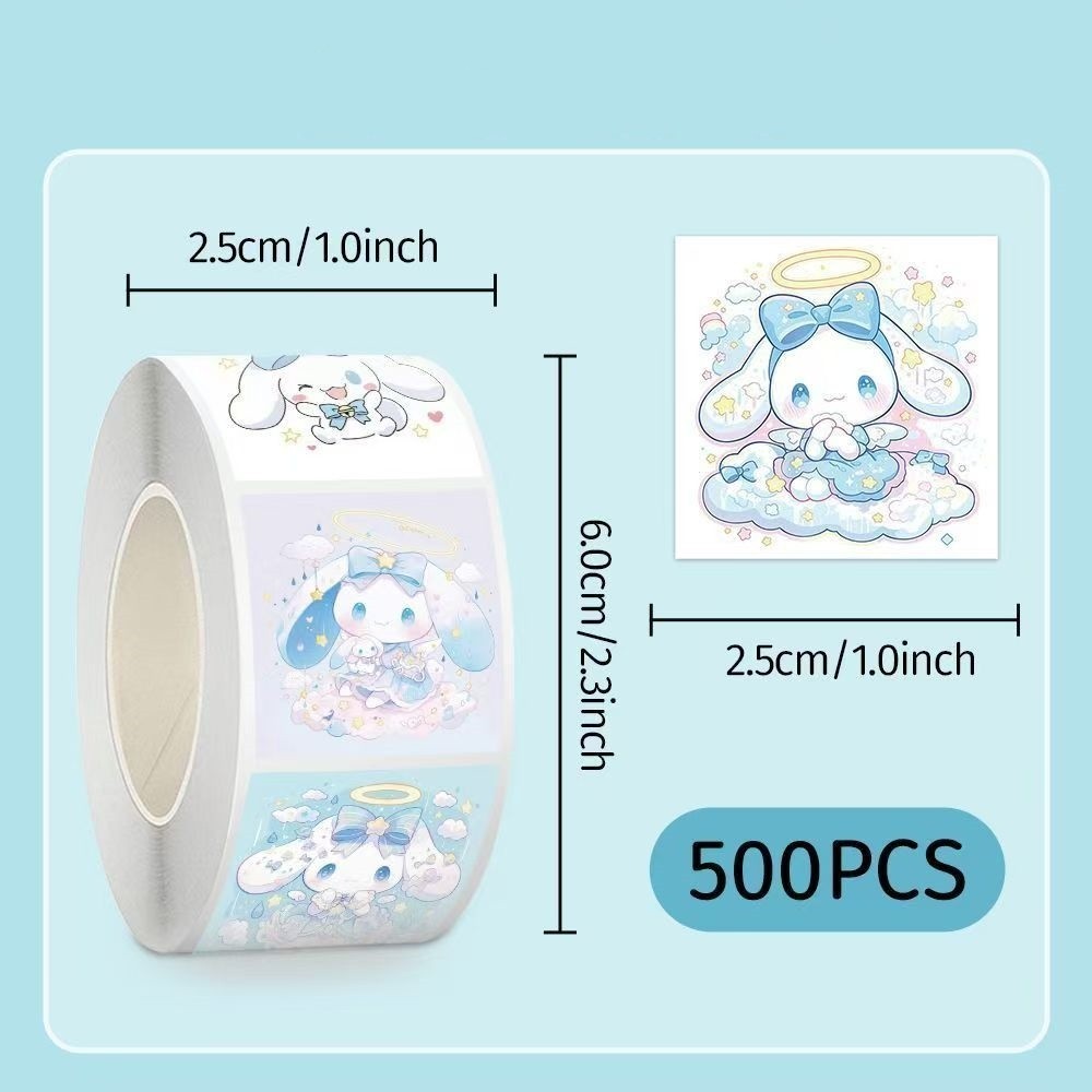 Sanrio Licensed 500-Pack Reseal Stickers | Kuromi & Cinnamoroll Dual ...