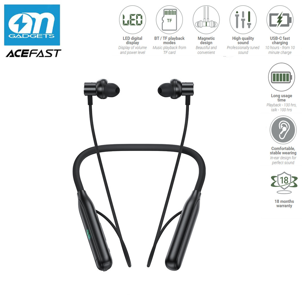 ACEFAST N4 Neck-hanging Wireless Bluetooth Earphones With LED digital ...