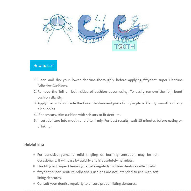 D1OF Fitty Dent Denture Adhesive Cushion FittyDent Waterproof pelekat ...