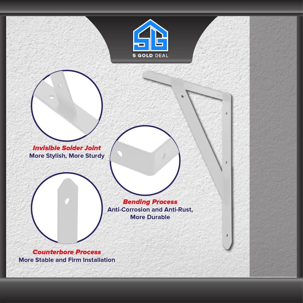 L Bracket White Coat Shelf Bracket Wall Shelf Shelving Wall Mount Rack ...