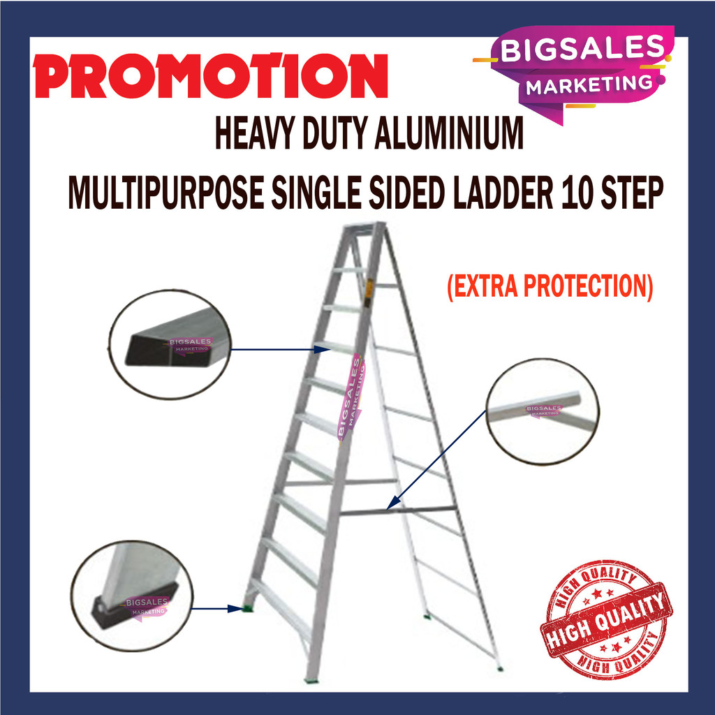 10 Steps BIGSALES Aluminium Single Sided Ladder / Tangga 10 Steps ...