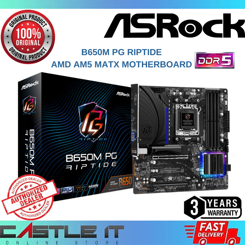 Asrock B650M PG Riptide AM5 Motherboard AMD Ryzen Micro-ATX Mainboard | Shopee Malaysia