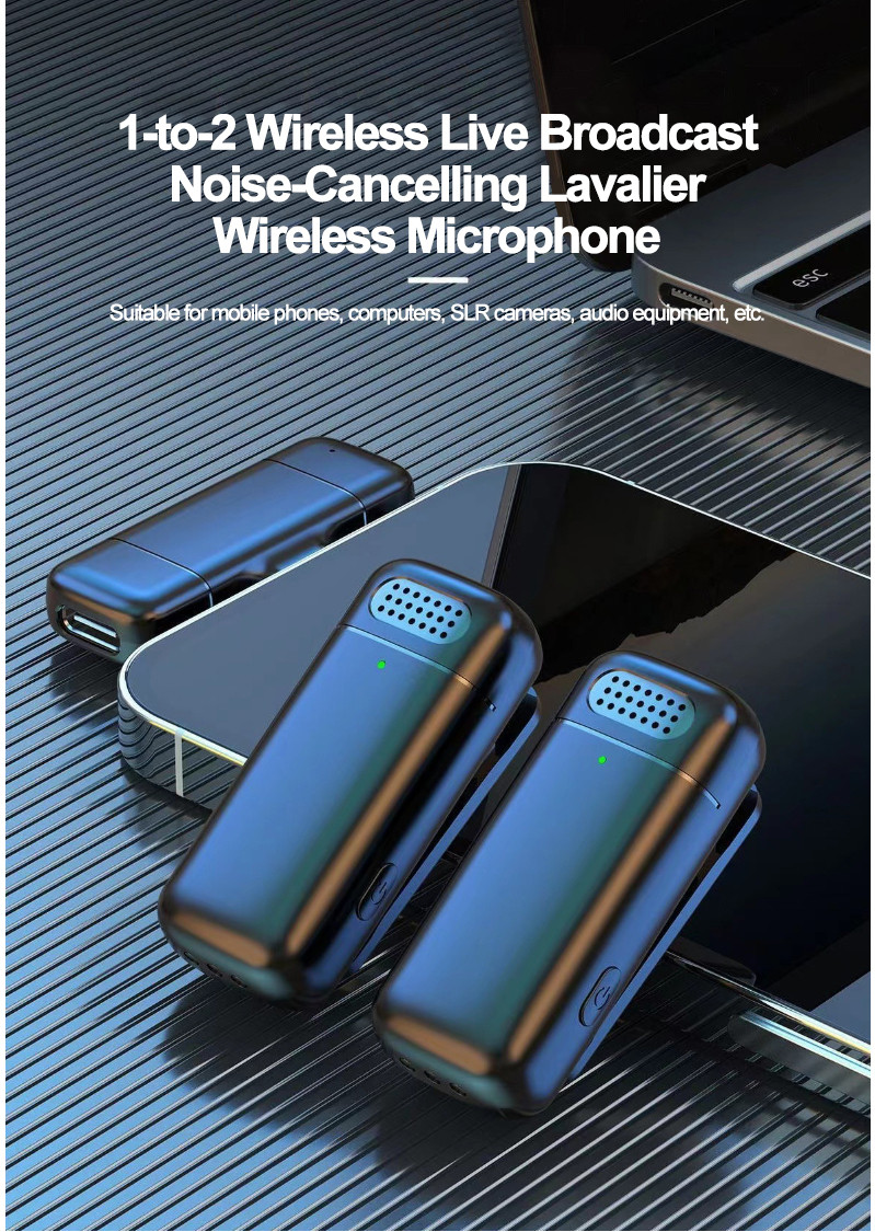 Wireless Lavalier Microphone with Charging Case Mini Intelligent noise ...