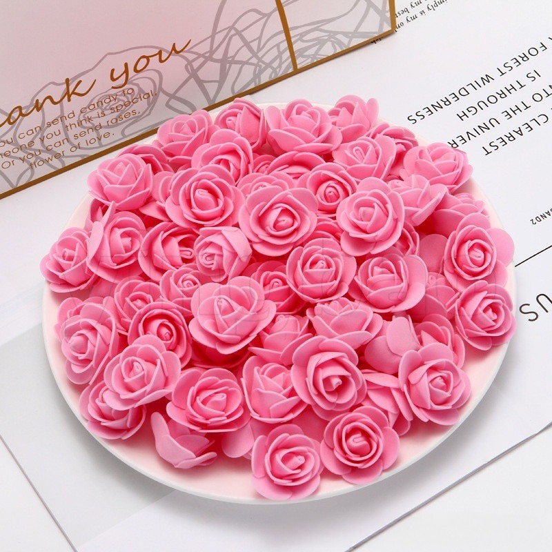 200 Pcs 3.5cm Valentine's Day Mini Foam Rose Bulk Artificial Mini Fake ...