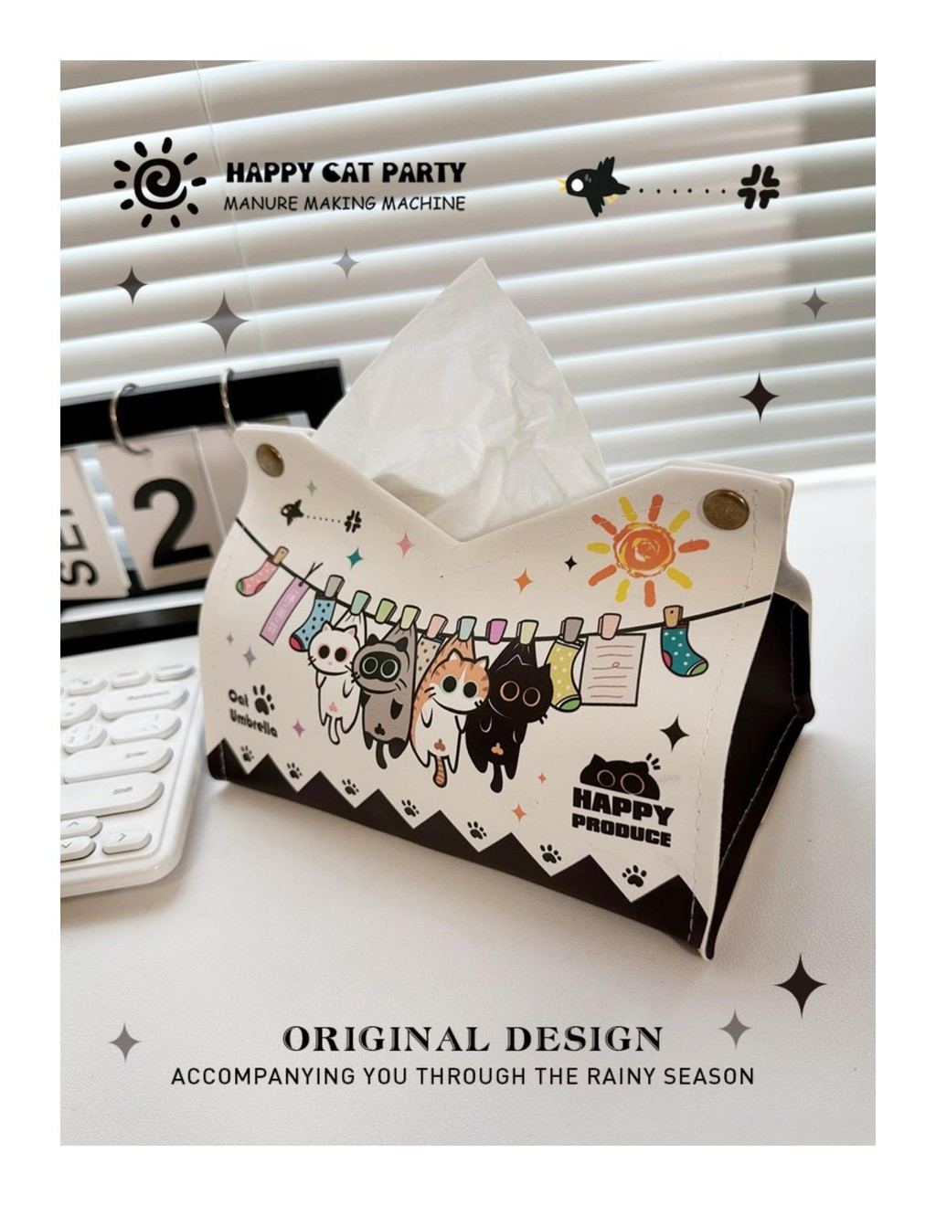 Cartoon Cartoon Cat Cute Leather Tissue Box Living Room Home Car Office ...