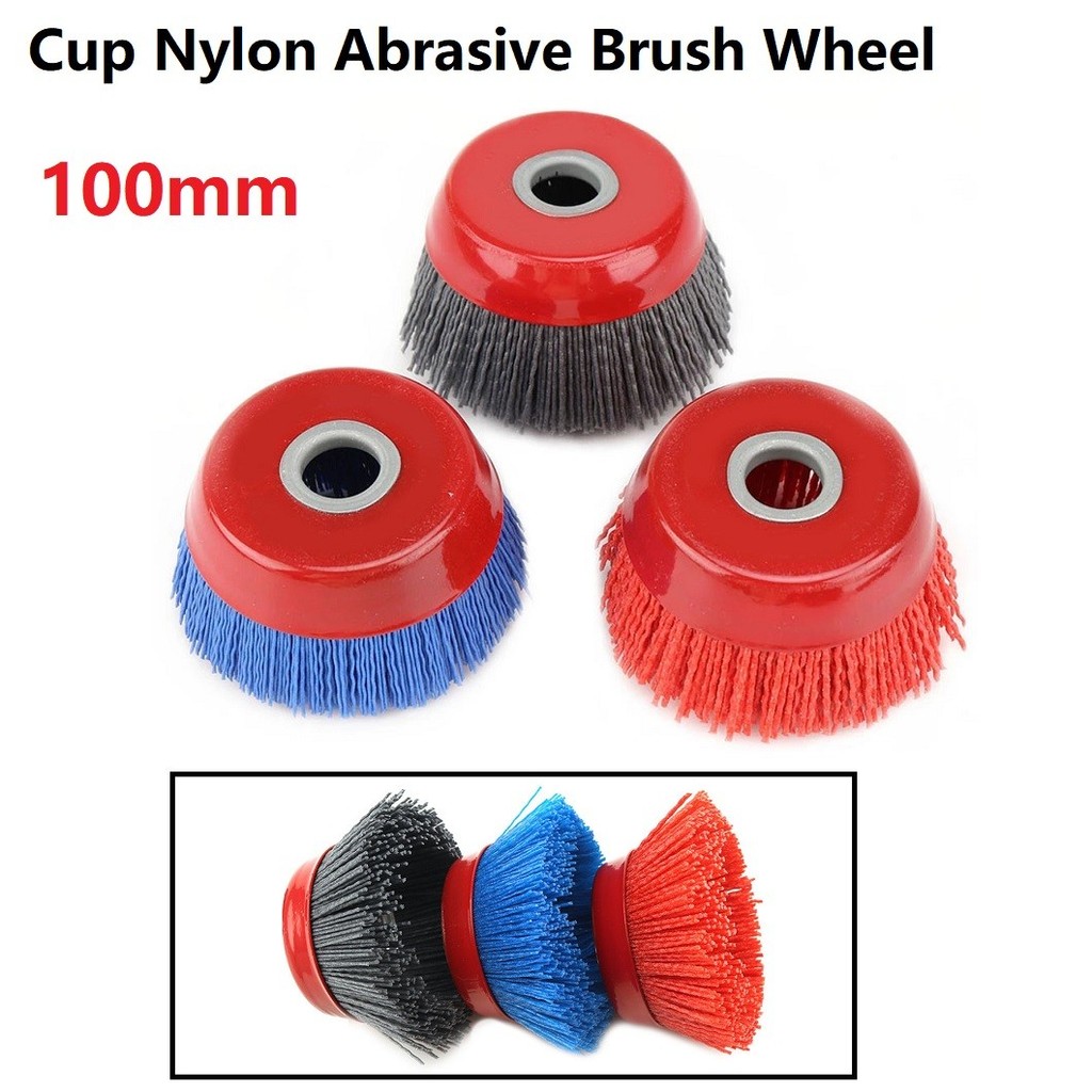 FSFO| 16mm Arbor Nylon Abrasive Cup Brush Wheel Wire Brush for Wood ...