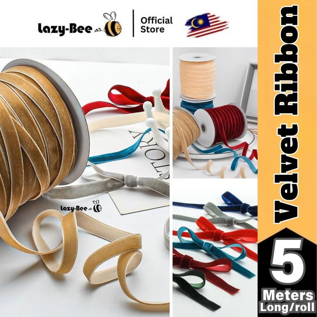LAZY BEE 1cm Premium Velvet Ribbon Suede Christmas Gift Wrap Party ...