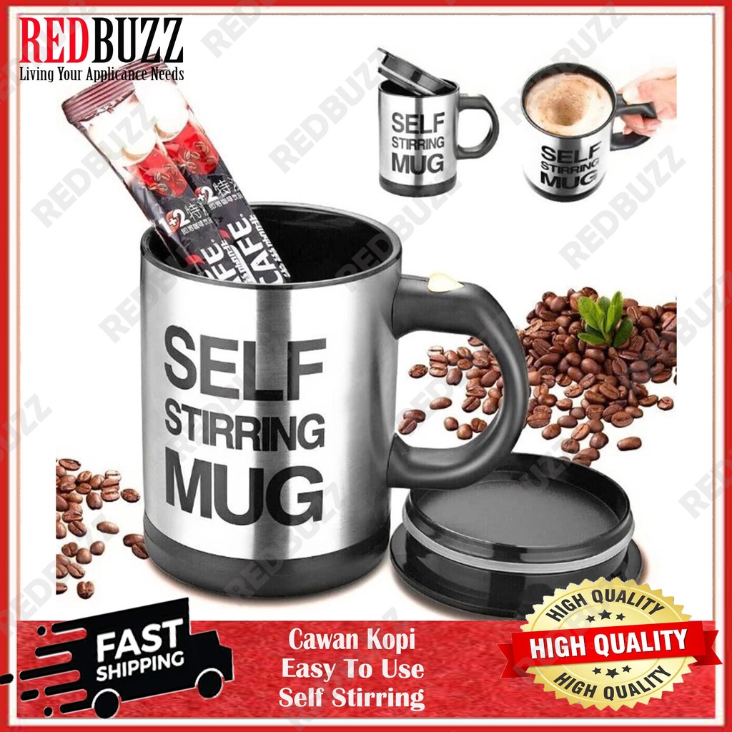 REDBUZZ Self Stirring Mug Coffee Automatic Cup Stainless Steel Coffee ...