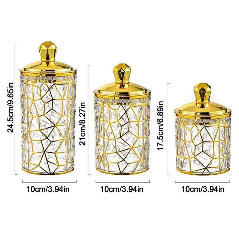 2025 Raya Gold Snack Jar Set 3-Piece Airtight PP Containers for Kuih ...