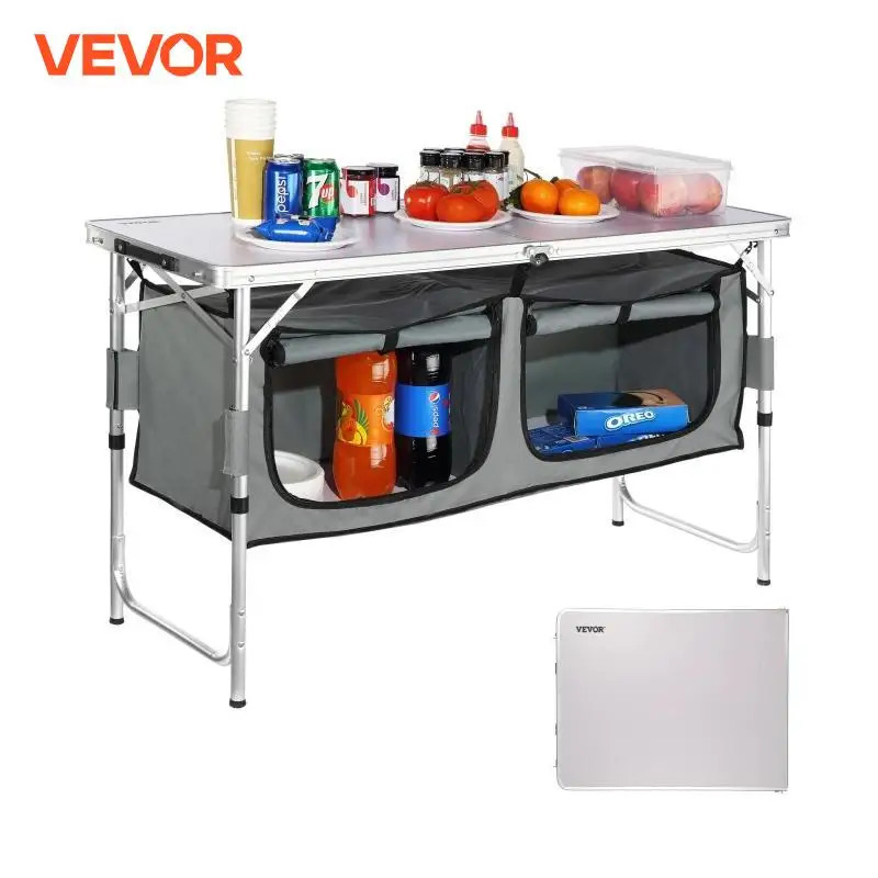 VEVOR Camping Kitchen Table Quick set-up Folding Camping Table MDF ...