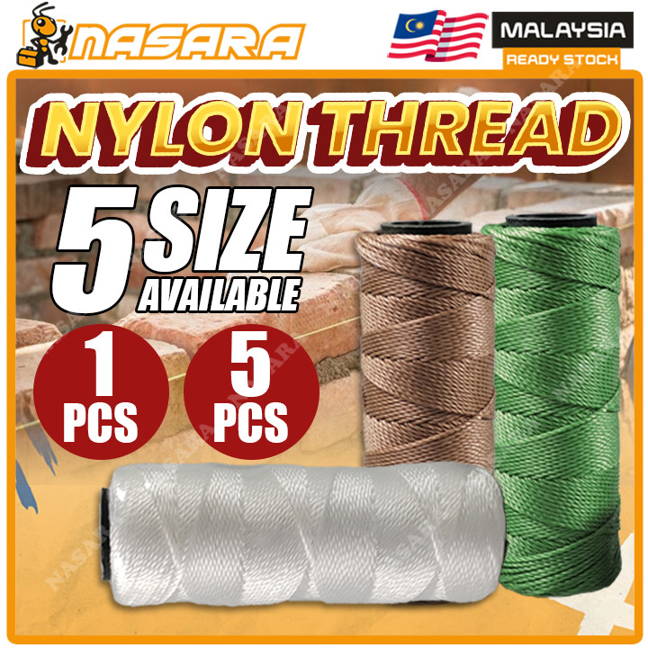 Nasara 1 / 5 Roll Multipurpose White / Brown / Green Nylon Twine Yarn ...
