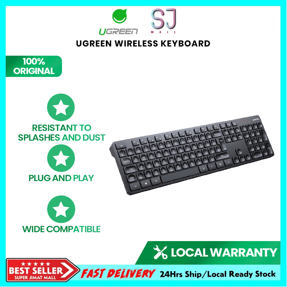 UGREEN Wireless Keyboard 2.4G 104 Keys Concave Keycaps Non Delay Office ...