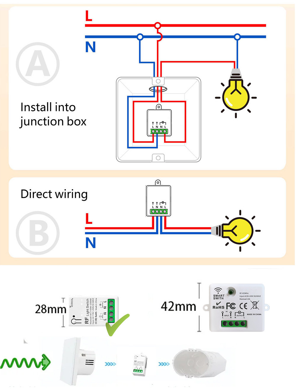Wireless Smart Light Switch 433Mhz Wall Panel Remote Control ...