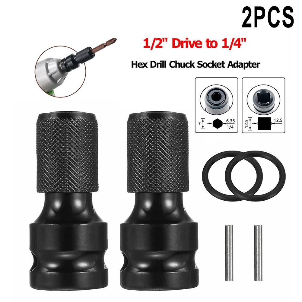 [Super] 2Pcs 1/2" Drive To 1/4" Socket Adapter for IMPACT WRENCH Hex ...