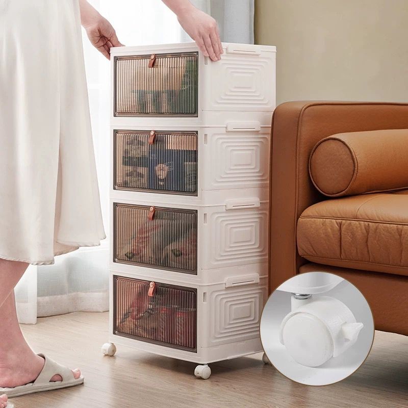 Luxury Home 6 Layers Foldable Storage Box Cabinet With Wheels Stackable ...