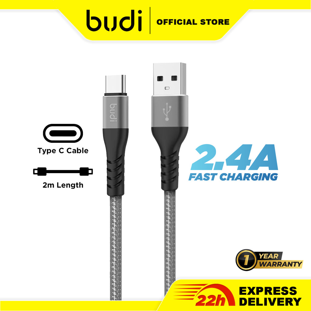 Budi Type C Cable Quick Charge Fast Charging Long USB Cables (2M ...