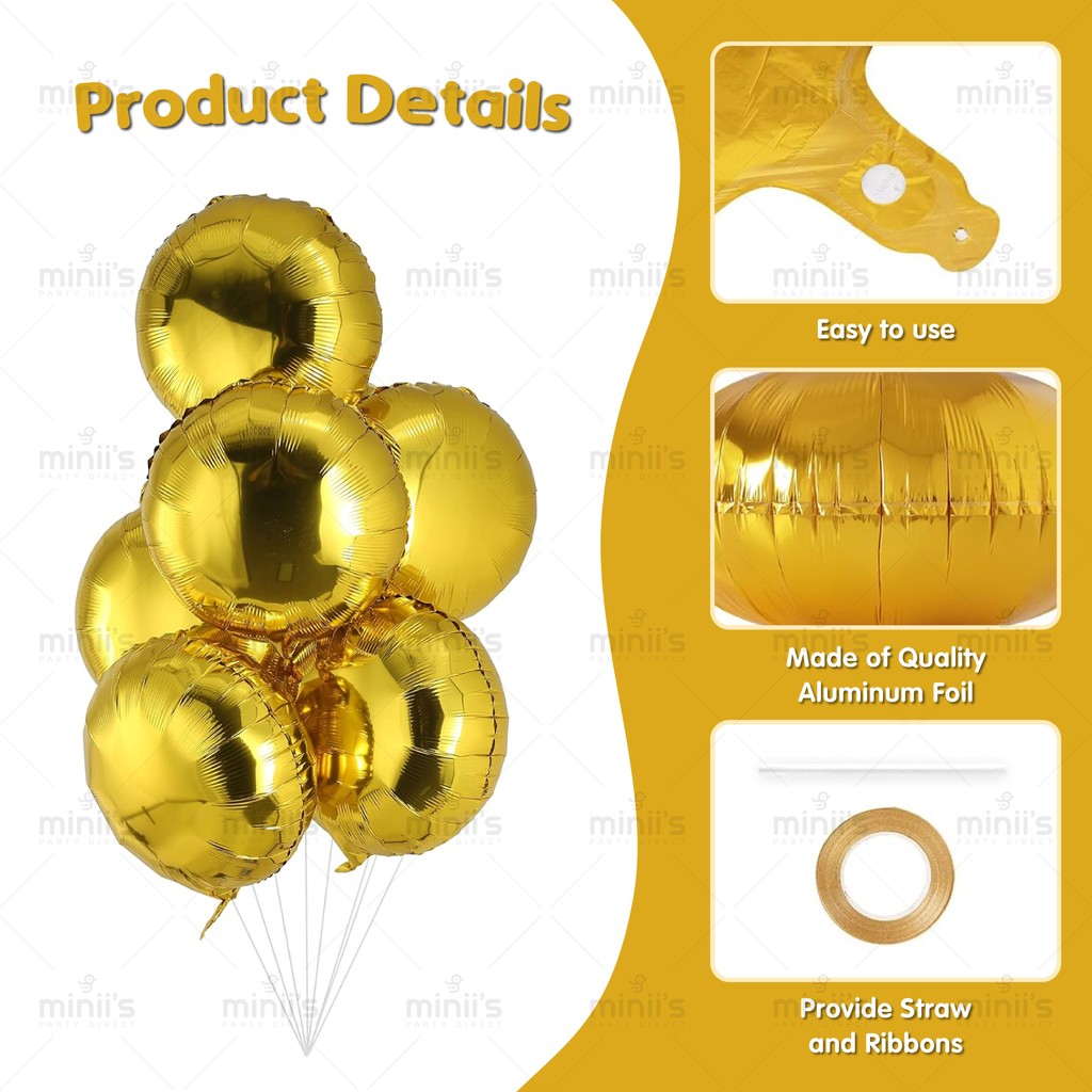 MINIIS 18 inch Foil Balloon Round Circle Shape Aluminium Foil Helium ...