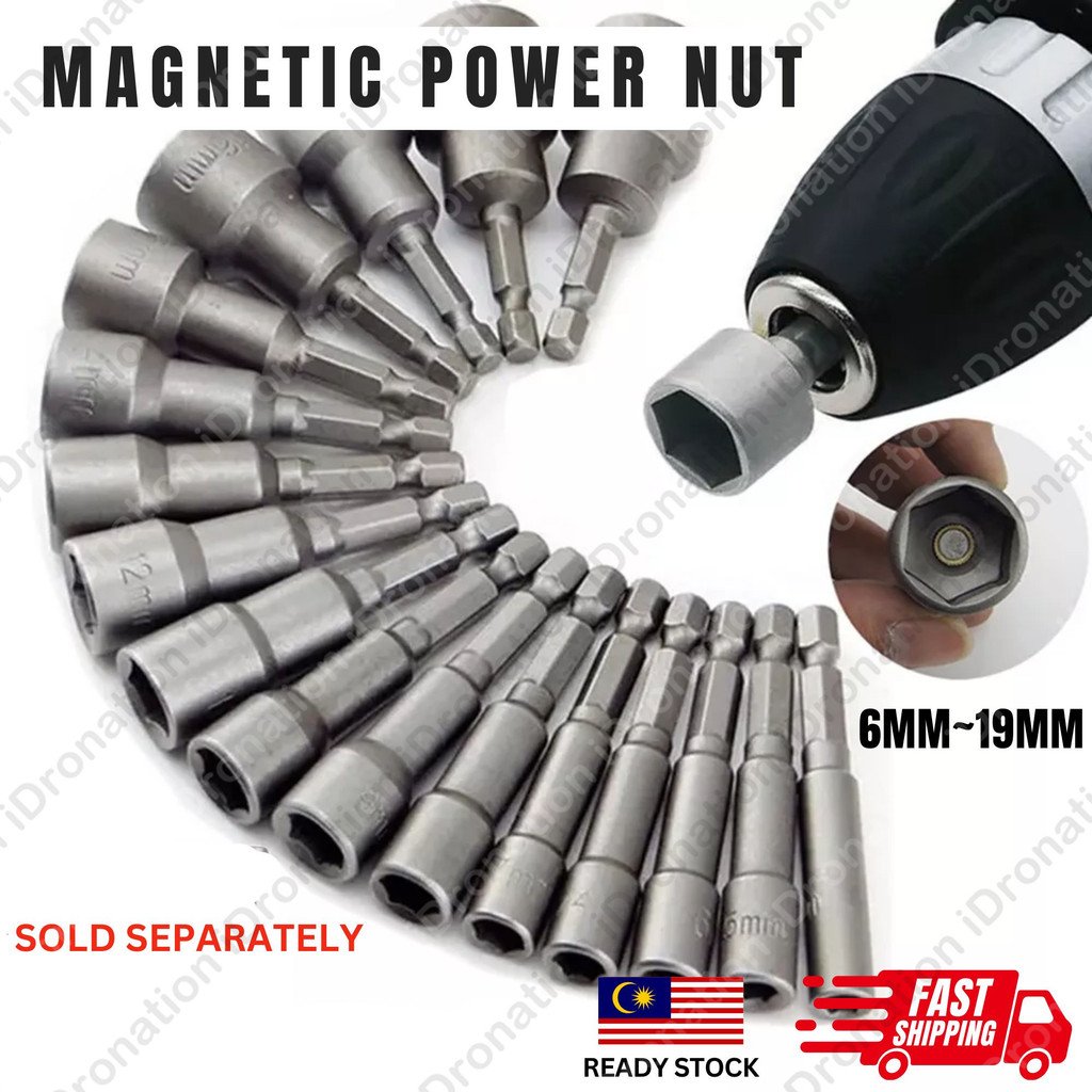 Magnetic Power Nut Bolt 6MM To 19MM Driver Drill Tool Bit Bits Adapter ...