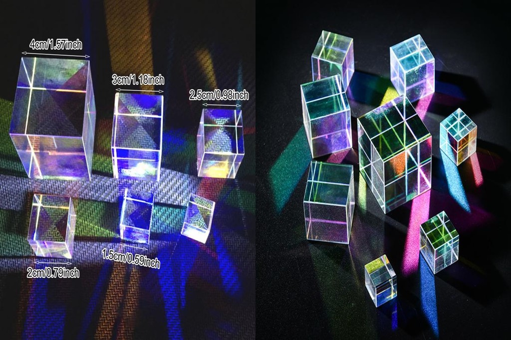 (New) Mesmerizing Light Patterns Optical Prism Cube Portable White ...