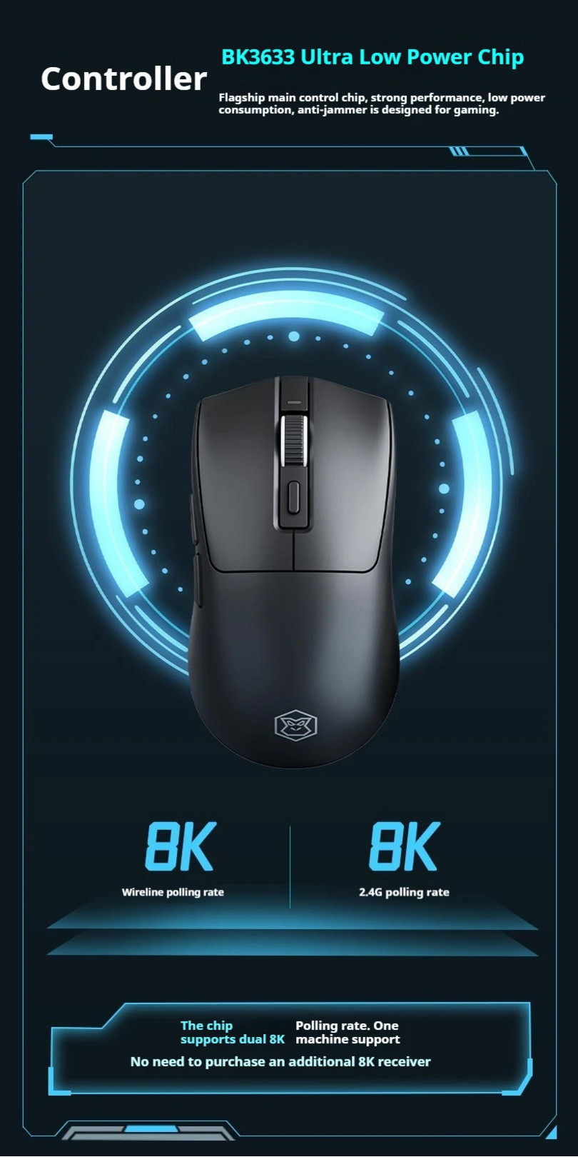 EWEADN M9 Mini ultra wireless mouse PAW3395 gaming office ergonomics,52g Lightweight Macro ...