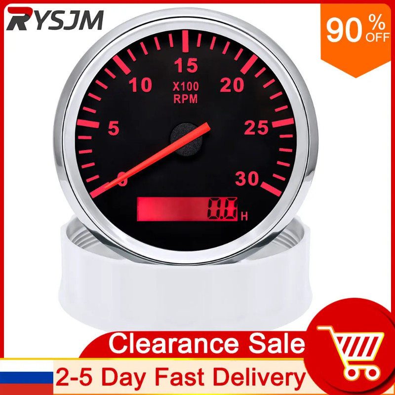 3000 RPM Meter 85mm Tachometer Tacho Gauge with Hour Meter For Marine ...
