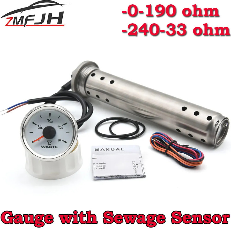 Sewage Level Gauge with Sensor 52mm Boat Holding Tank Level Gauge 8 ...