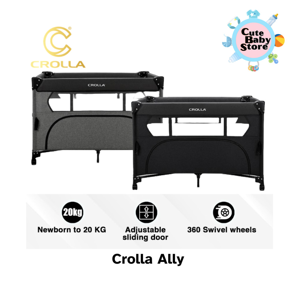 Crolla Ally Baby Playpen (Two Tone Black / Two Tone Grey) | Shopee Malaysia