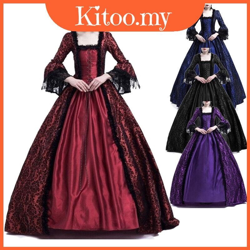 Womens Renaissance Majestic Medieval Marie Antoinette Victorian Dress ...