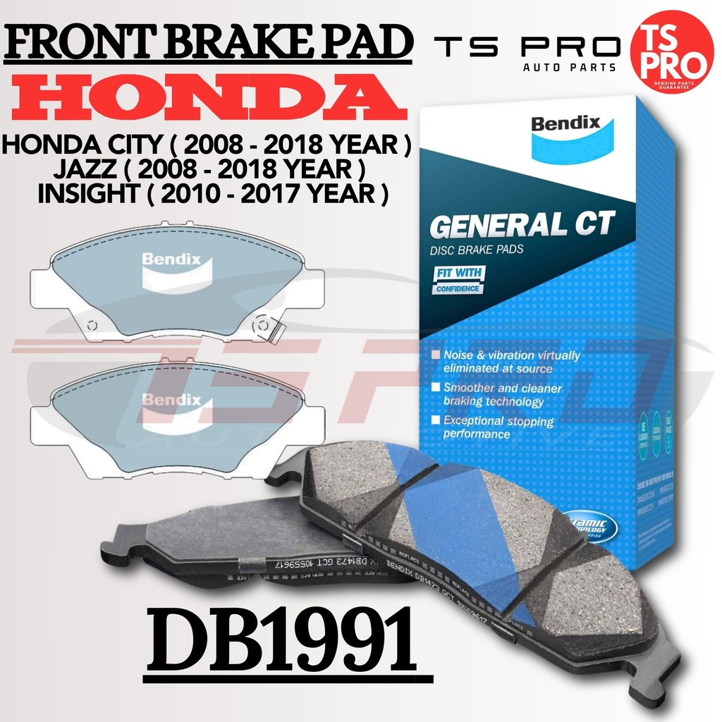 Honda City TMO T9A TOO Jazz TFO T5A MK5 MK6 Insight TM8 Bendix Front Disk Brake Pad Disc Brek ...