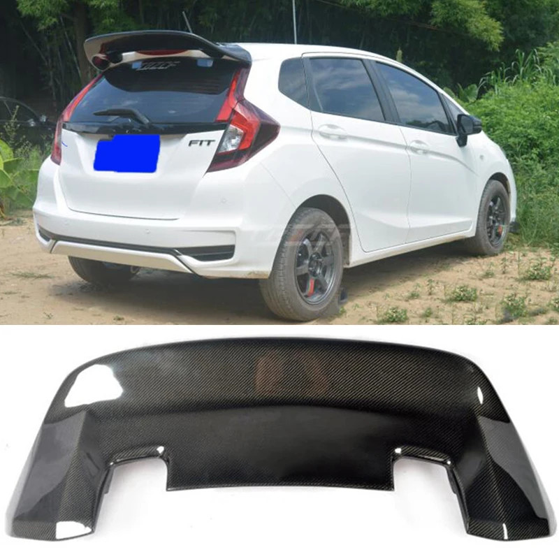 For GK5 Real Carbon Fiber Roof Spoiler Accessories Honda Fit Jazz Car ...