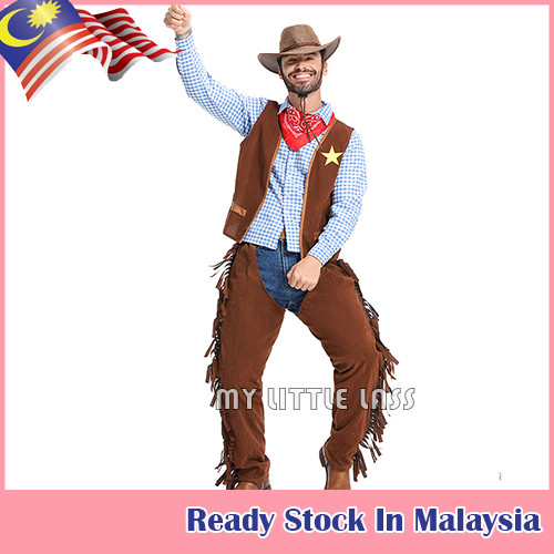 MYLITTLELASS Kostum Koboi Lelaki Dewasa Amerika Gaya Country Dress Up M ...
