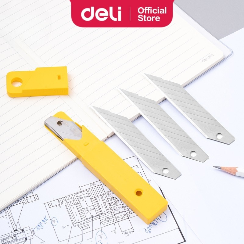 Deli SK5 Steel Cutter Blade 8 Snap-Off Segments 30° Sharp Angle Silver Utility Knife Blade ...