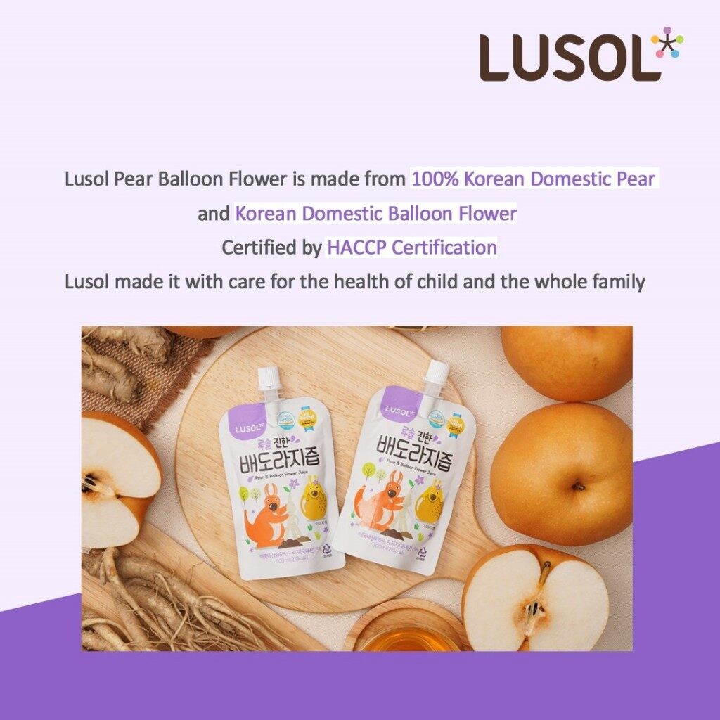 (HALAL) Lusol 100% Pure Baby Juice Pear & Balloon Flower Juice(100ml ...