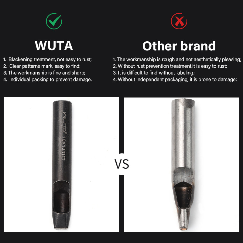 WUTA Anti-Rust Leather Hollow Punch Rectangle Slot Puncher Oblong Hole ...