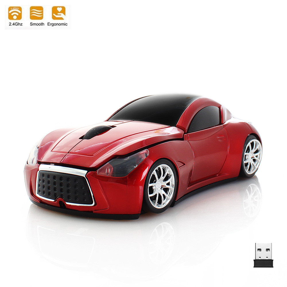 Sports Car Wireless Mouse Ergonomic with USB Receiver Battery Optical ...
