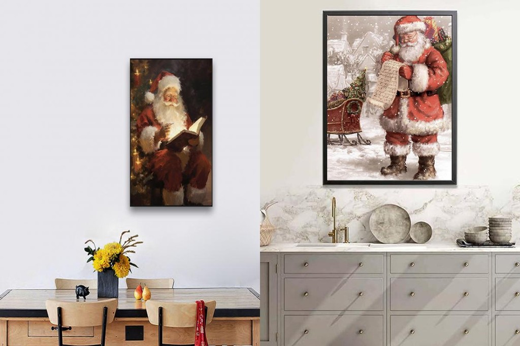 SLS_ Santa Claus Canvas Poster Festive Holiday Wall Art Vintage ...