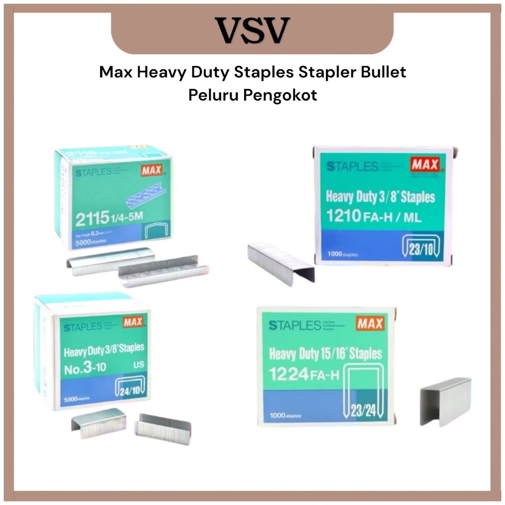 Max Heavy Duty Staples Stapler Bullet Peluru Pengokot | Shopee Malaysia
