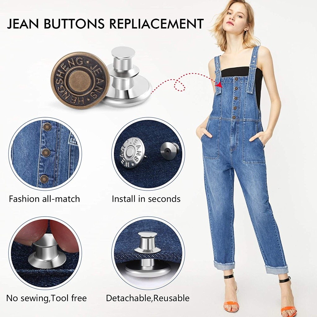 [ Featured ] Reusable and Adjustable Metal Pants Button With ...