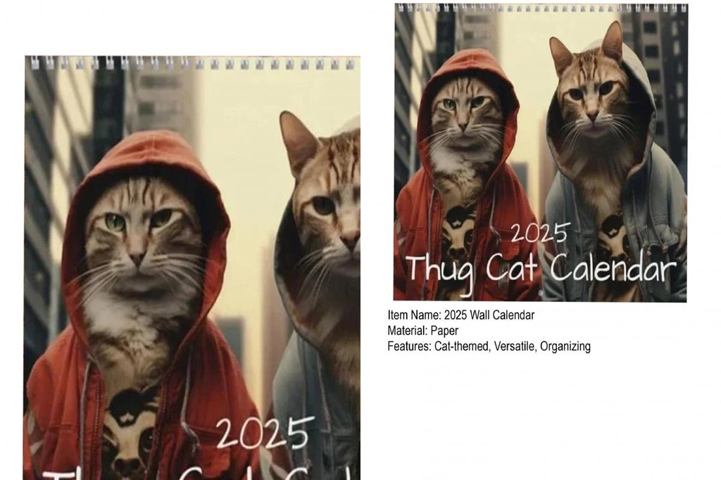 2025 Cat Wall Calendar Durable Craft Paper Calendar 2025 Cat ...
